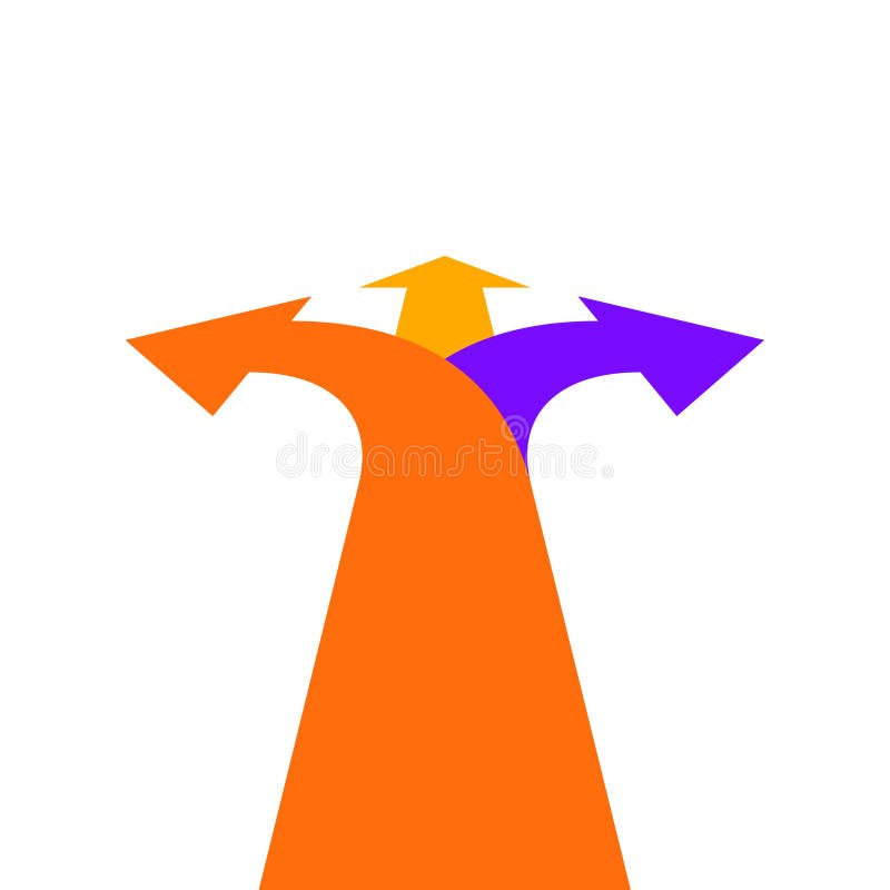 Three Way Direction Arrow Vector Icon. Road Direction Illustration ... Three Way Direction Arrow Vector Icon. Road Direction Illustration ...