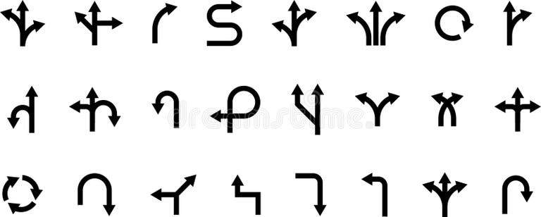 Way Direction Arrow Sign, Decision Icon. Way Multi Direction Road Sign ...