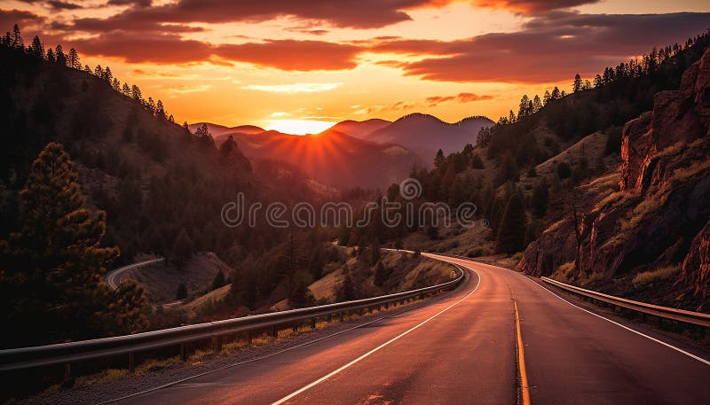 The Way Forward Nature Beauty Vanishing into the Sunset Generated by AI ...