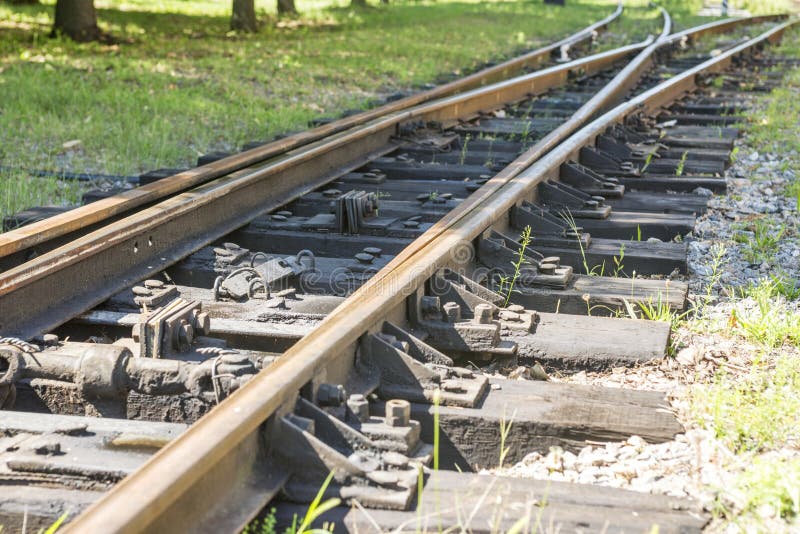 The Way Forward Railway. Two Railway Tracks Merge Stock Photo - Image ...