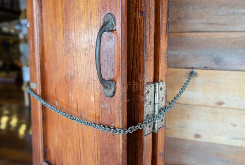 Door Leaf with Chain Locker Stock Photo - Image of door, handcraft ...