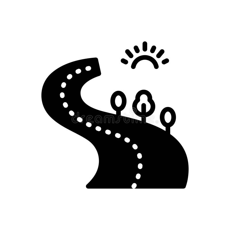 Black Solid Icon for Way, Path and Route Stock Vector - Illustration of ...