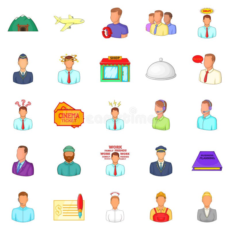 Way of Life Icons Set, Cartoon Style Stock Vector - Illustration of ...