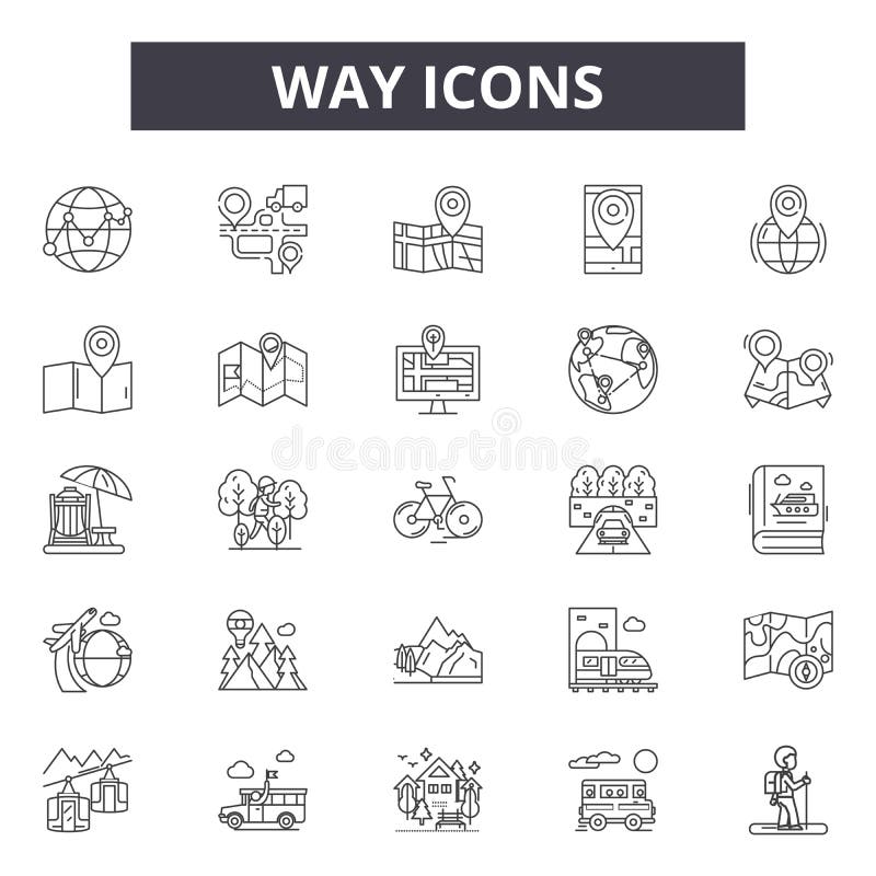 Way Line Icons, Signs, Vector Set, Outline Illustration Concept Stock ...