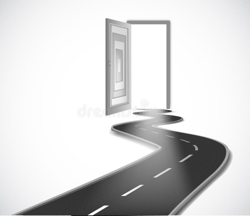 Way with Opened Door. Vector Stock Vector - Illustration of path ...