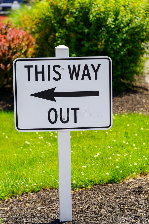 This Way Out Sign stock photo. Image of arrow, post - 184875308
