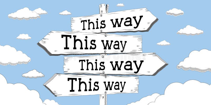 This Way - Outline Signpost with Four Arrows Stock Illustration ... This Way - Outline Signpost with Four Arrows Stock Illustration ...