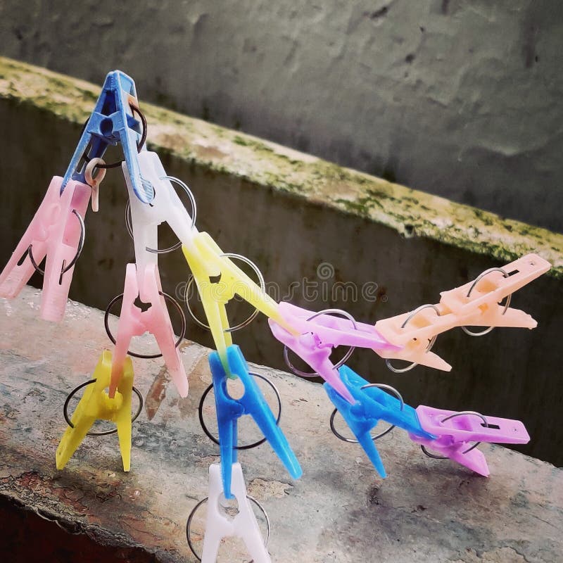 The Way of Playing with Using Clothes Pegs. Stock Image - Image of ...