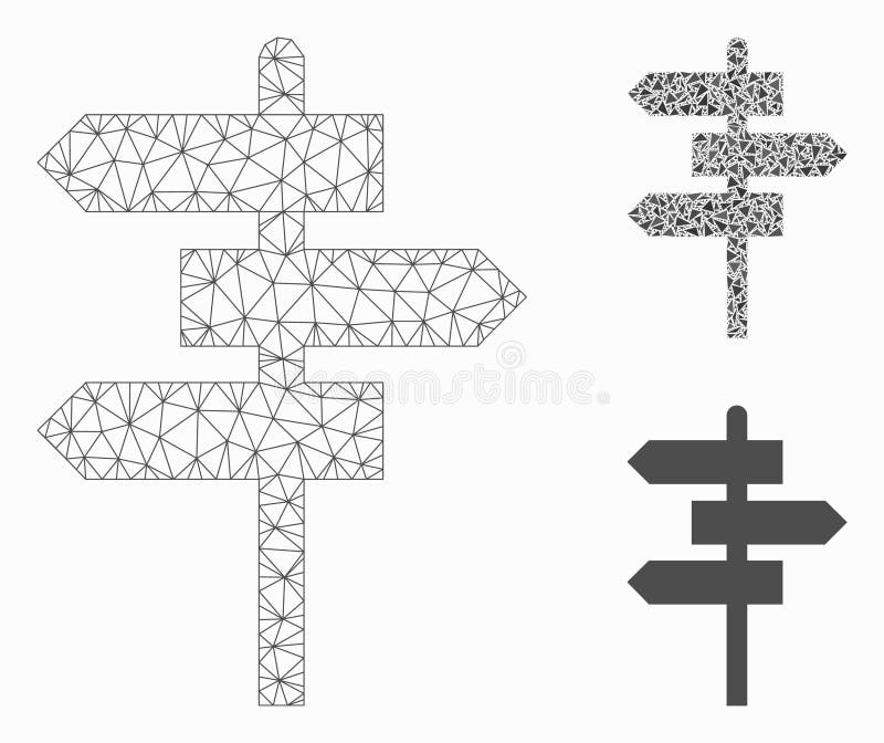 Way Pointer Vector Mesh Wire Frame Model and Triangle Mosaic Icon Stock ...