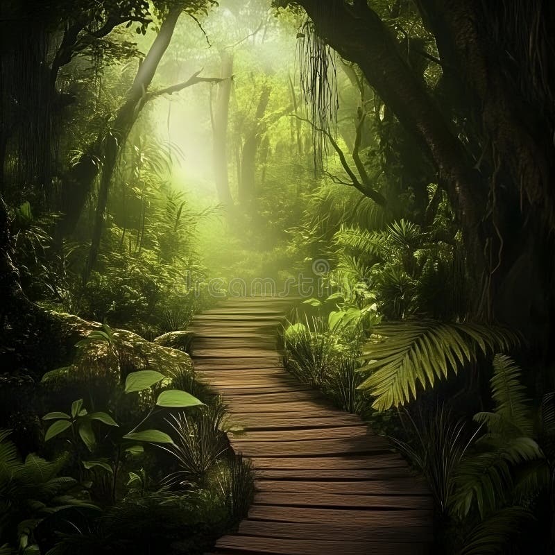 Fantasy Forest Path Pathway Green Forest Road Stock Illustration ...