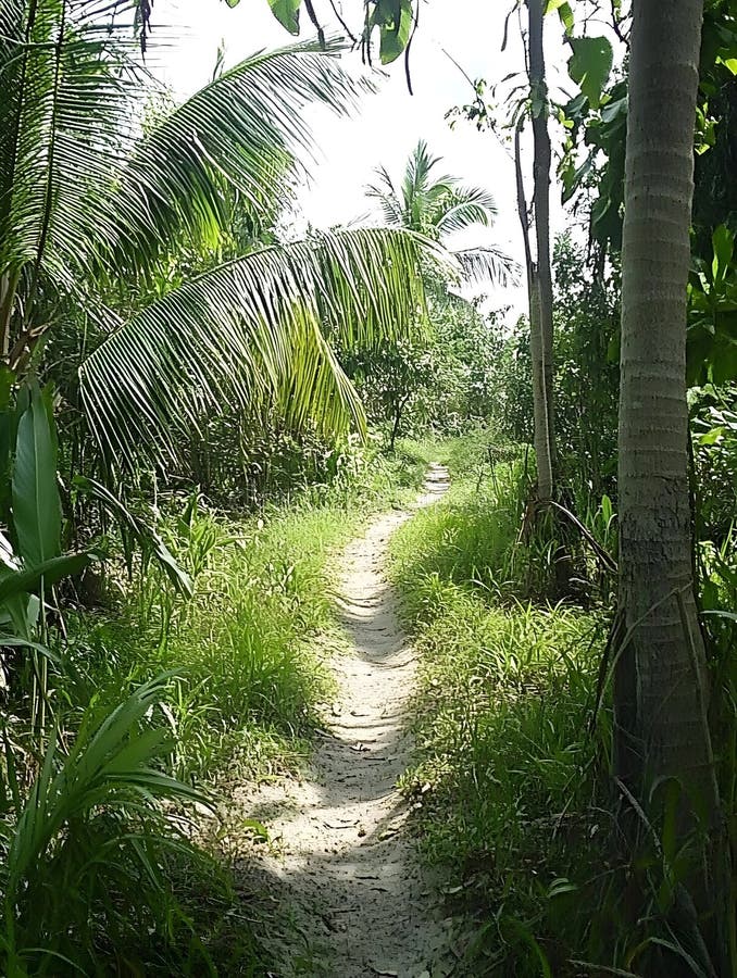 Forest Palm Tree Path Nature Pathway Green Forest Road Stock ...