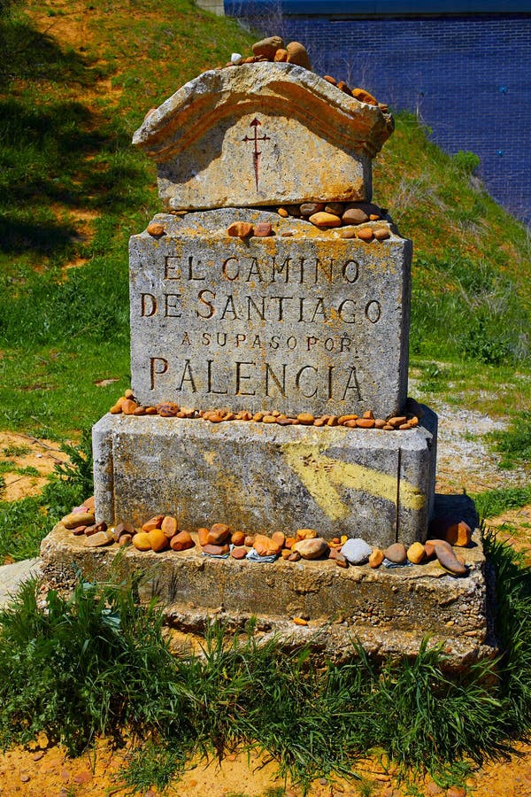 The Way of Saint James Stone Sign Palencia Stock Image - Image of route ...