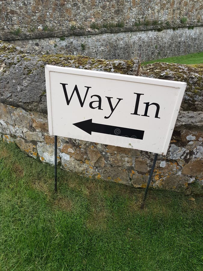 Way in sign on grass lawn. stock image. Image of modern - 116420305