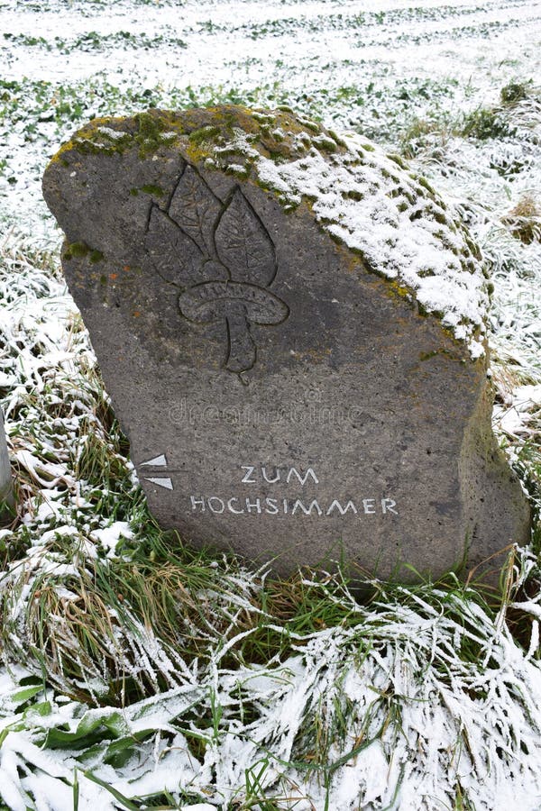 Way Sign To Hochsimmer on a Volcano Stone Stock Photo - Image of winter ...