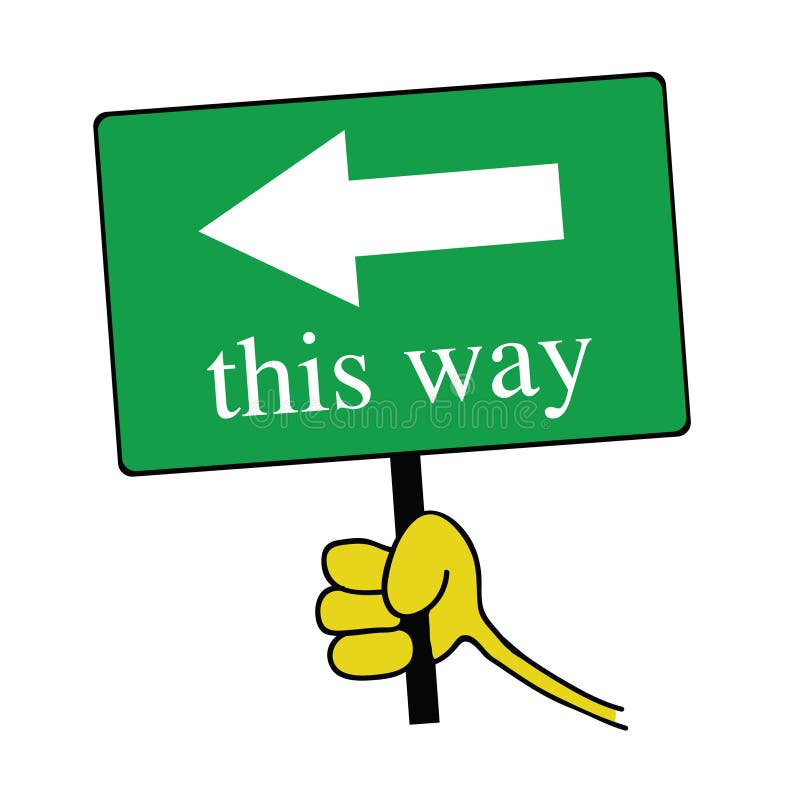 This Way Signboard with Hand Color Vector Stock Vector - Illustration ...