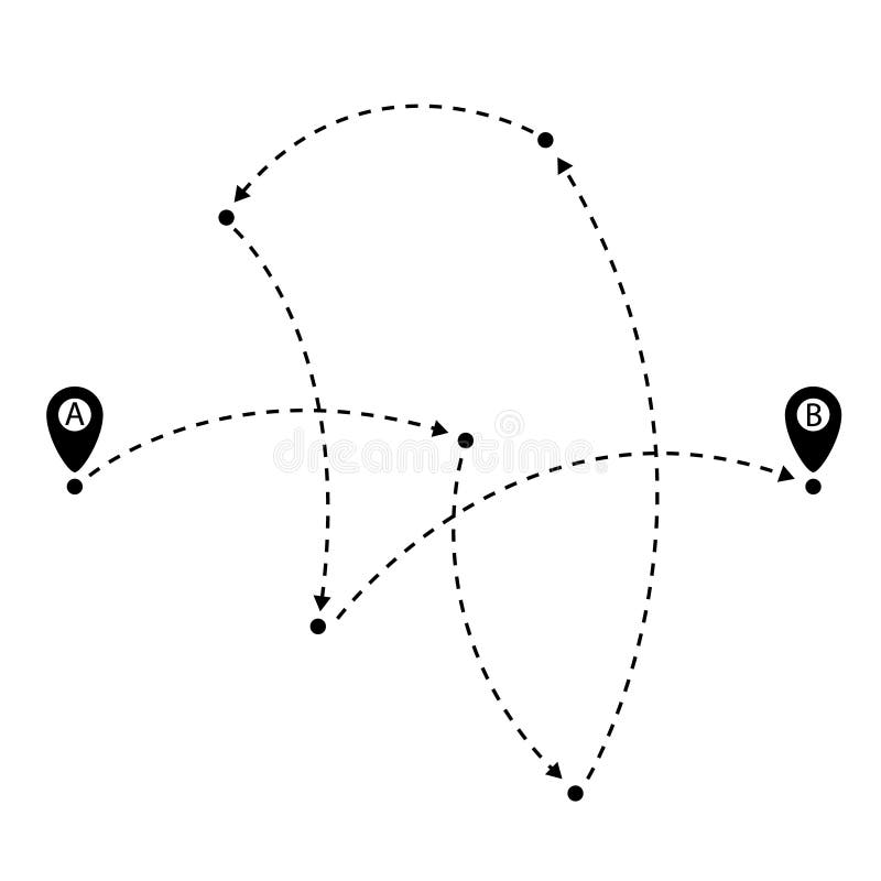 Way from a To B Point, Map Pins with Trace. Vector Illustration Stock ...
