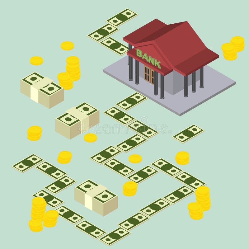 Way To the Bank. Isometric Style Stock Vector - Illustration of icon ...