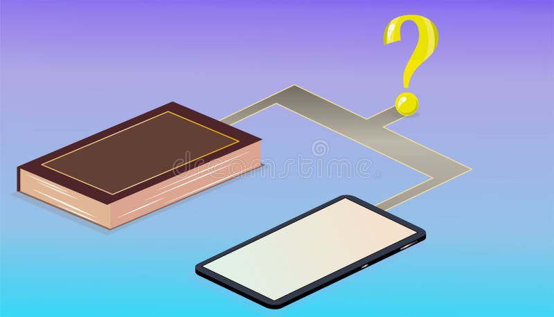 The Way To Choose between Phone and Book Stock Illustration ...