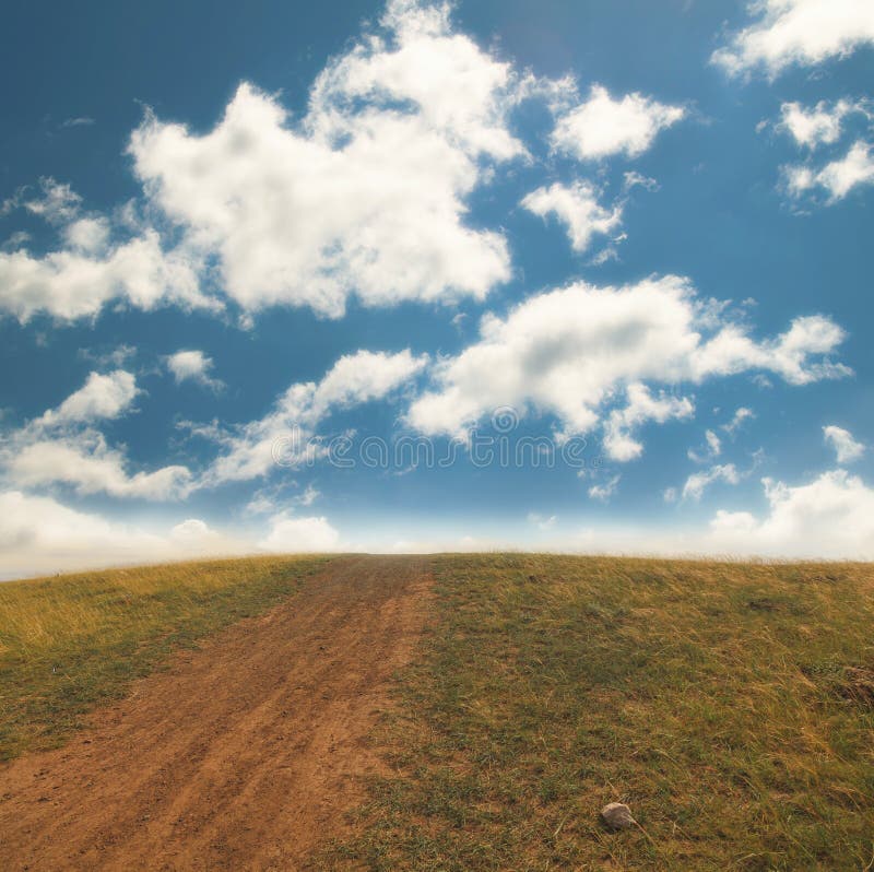 Way To Far Away Landscape with Grass Stock Image - Image of recreation ...