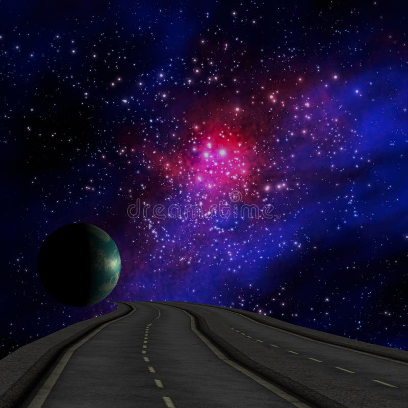 Way to Galaxy and earth stock illustration. Illustration of expanse ...