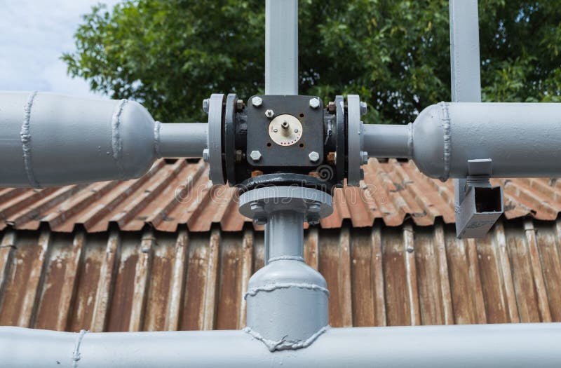 3 way valve on pipe stock image. Image of direction, machinery - 75733659