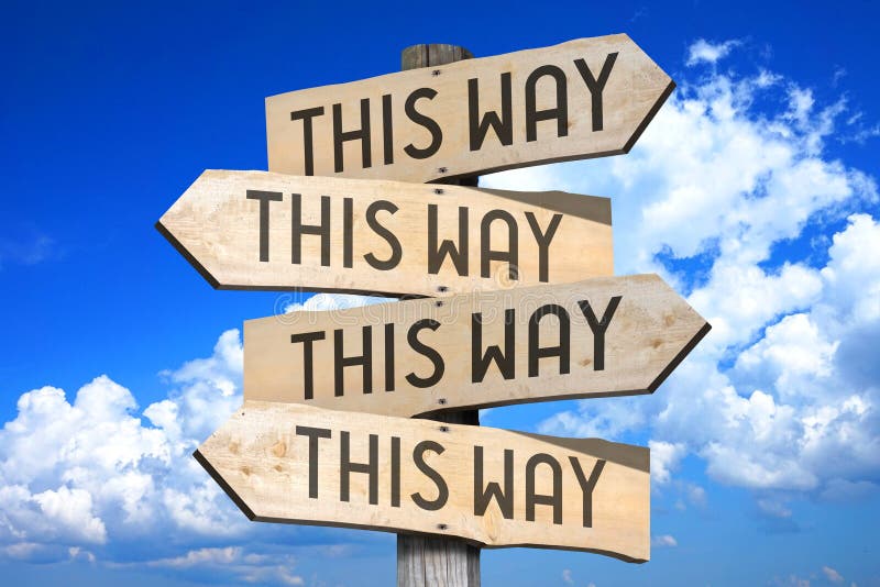 This way - wooden signpost stock image. Image of pole - 82273467