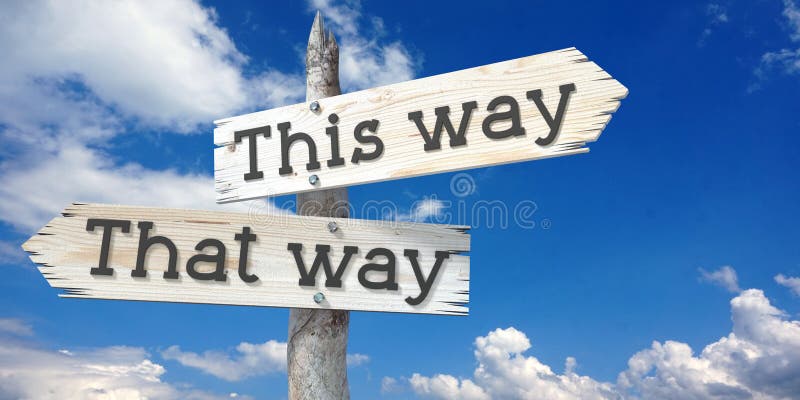 This Way, that Way - Wooden Signpost with Two Arrows Stock Illustration ...