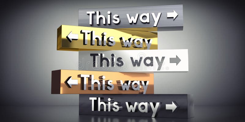 This Way - Words on Metal Blocks Stock Illustration - Illustration of ...