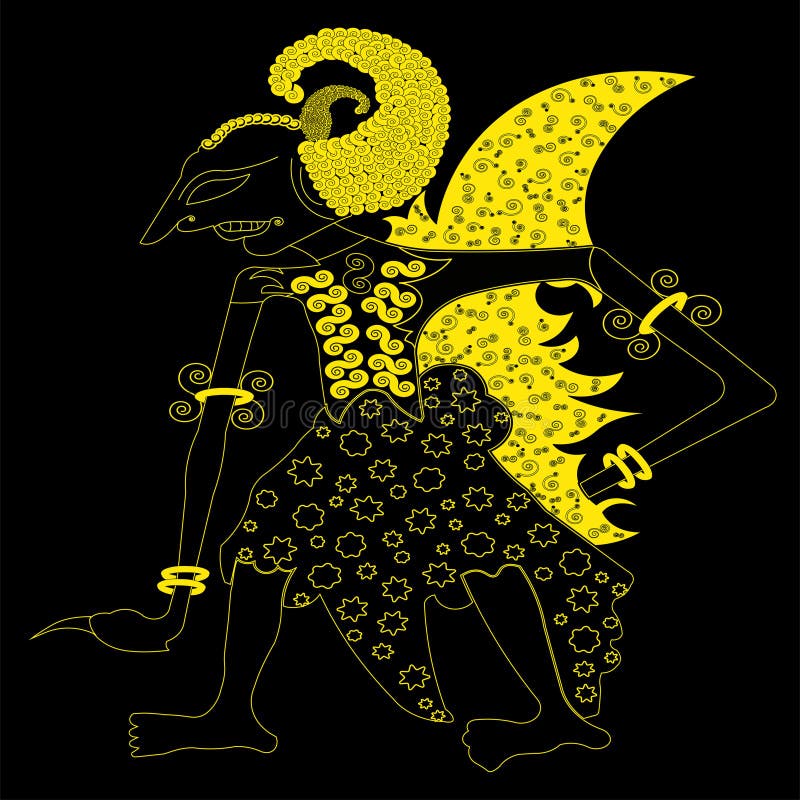 Arjuna S Golden Leather Puppet Black Background Stock Illustration ...