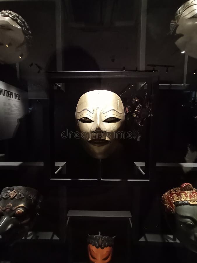 The Wayang Masks are White on a Black Background Editorial Photography ...
