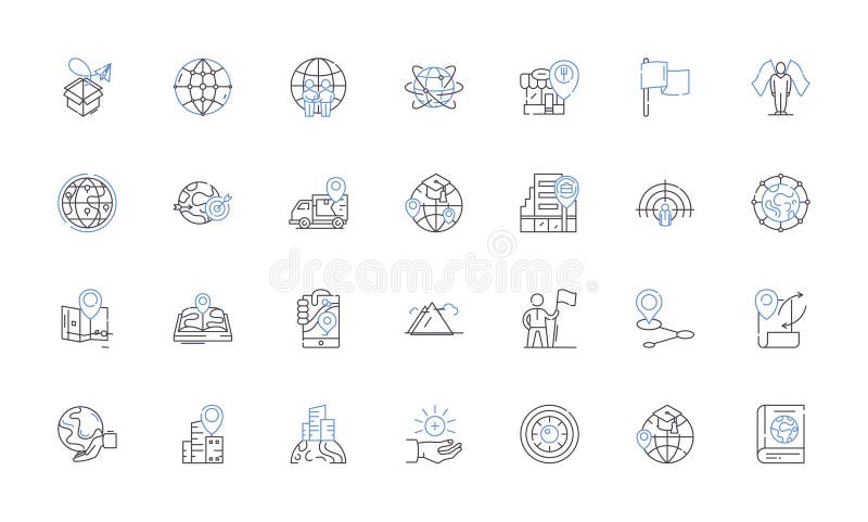 Wayfinding Line Icons Collection Navigation Direction Signage Orientation Mapping
