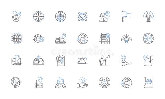 Wayfinding Line Icons Collection Navigation Direction Signage Orientation Mapping