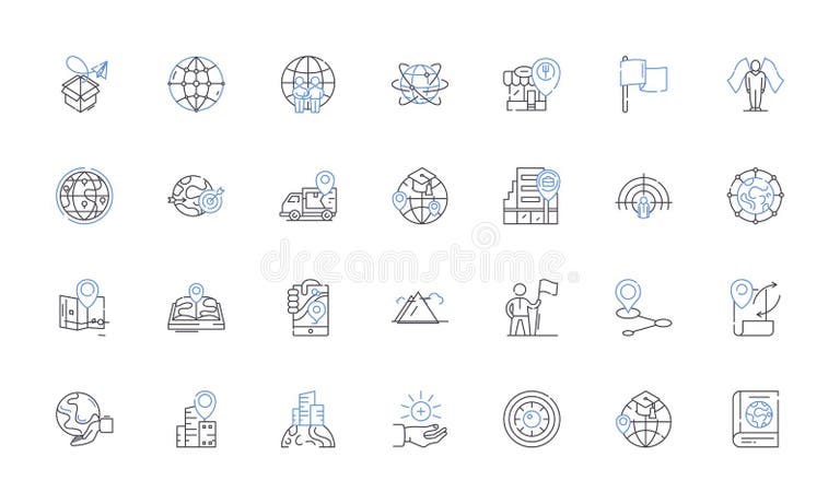 Wayfinding Line Icons Collection. Navigation, Direction, Signage, Orientation, Mapping ...