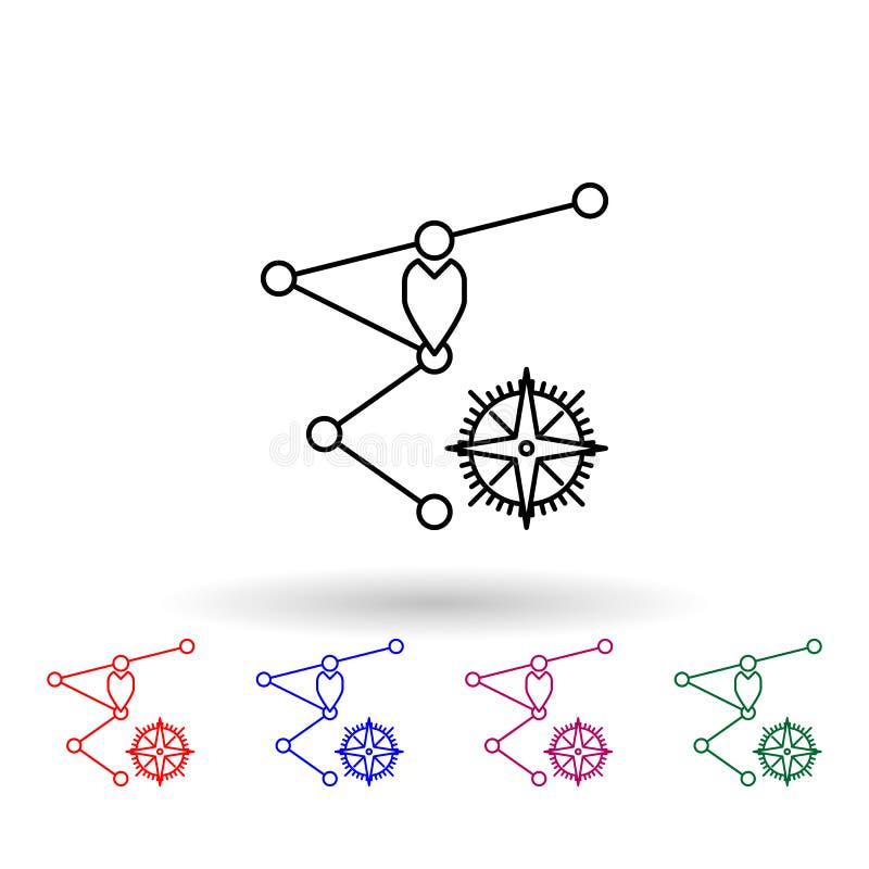 Waypoints And Compass Multi Color Icon Simple Thin Line Outline Vector Of Navigation Icons For