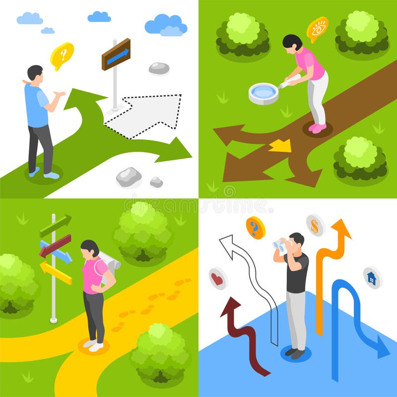 Ways of Choosing Illustration in Isometric View Stock Illustration ...