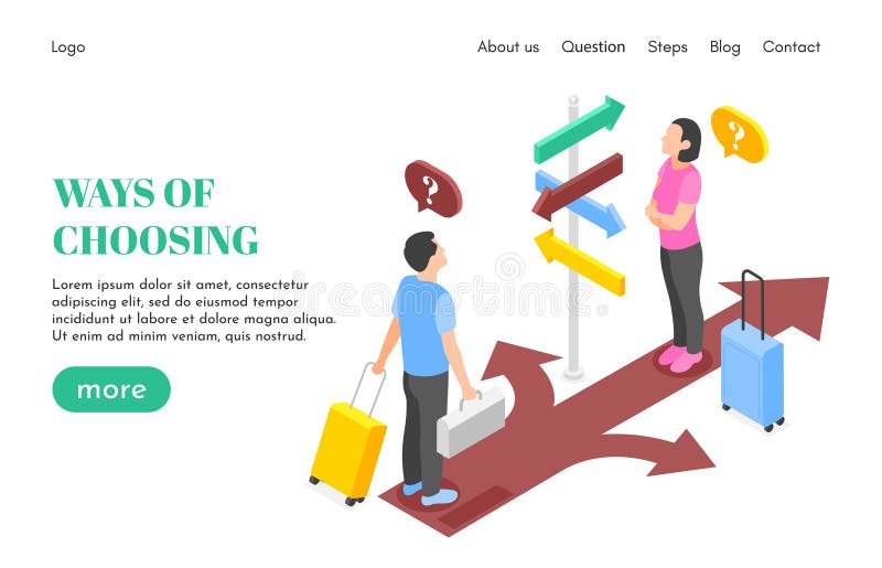 Ways of Choosing Landing Page in Isometric View Stock Illustration ...