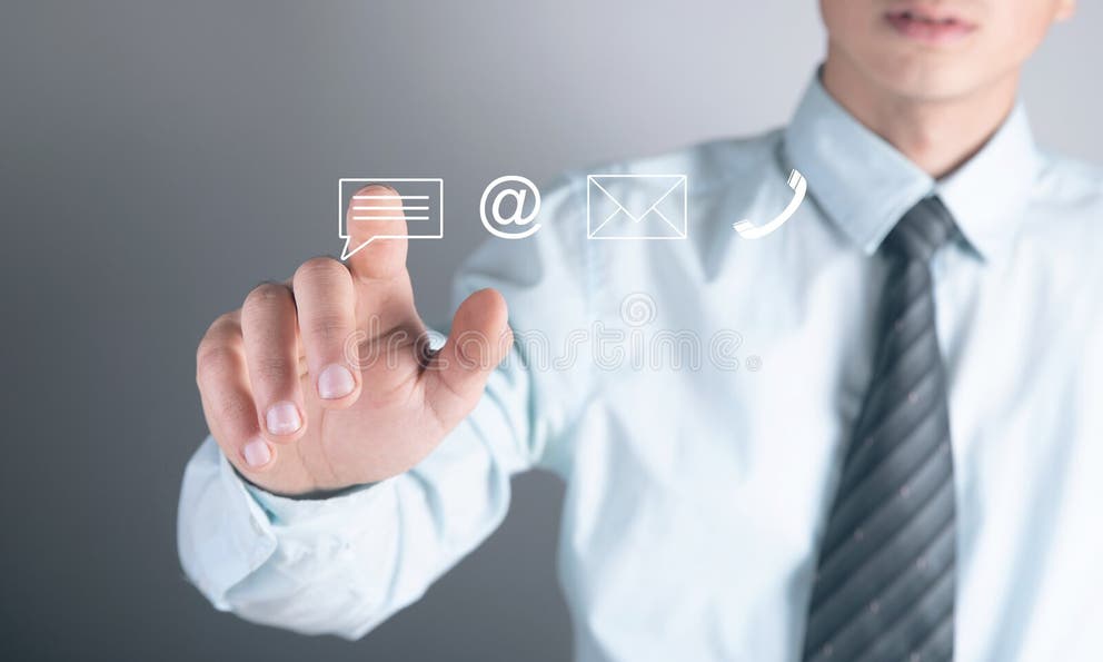 Ways of Communication. Man Clicks Icons Stock Photo - Image of clicks ...