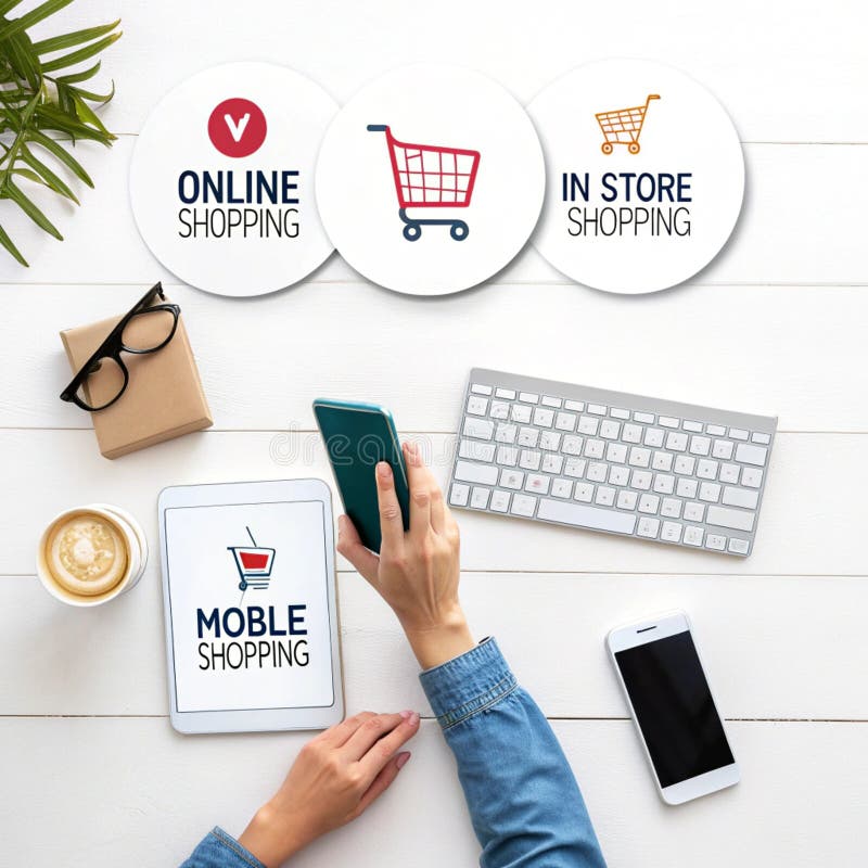 Ways To Shop Isolated on White Background Stock Illustration ...