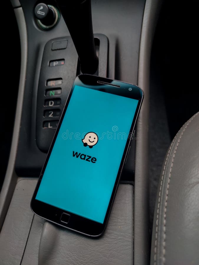 Waze App on Smartphone Screen on the Car Editorial Stock Photo - Image ...