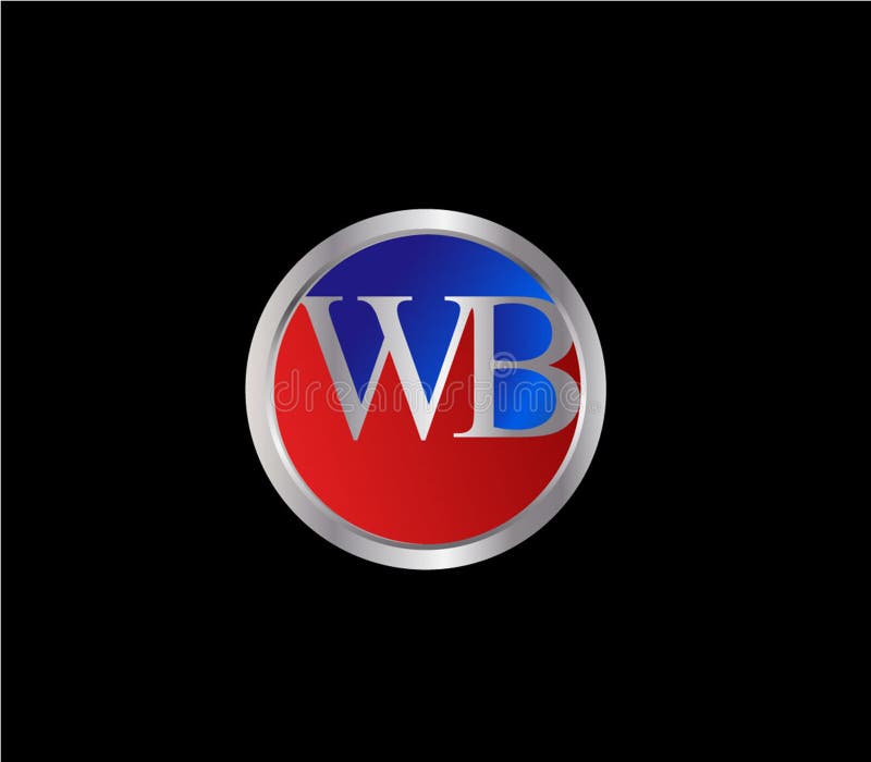 WB Initial Circle Shape Red Blue Silver Color Later Logo Design Stock ...