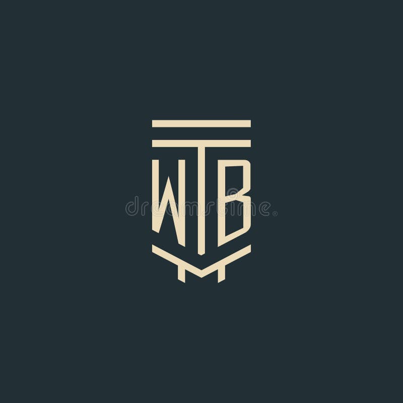 WB Initial Monogram with Simple Line Art Pillar Logo Designs Stock ...