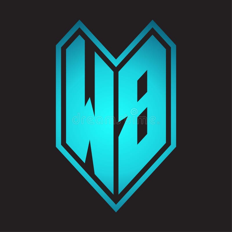 WB Logo Monogram with Emblem Line Style Isolated on Blue Gradient ...