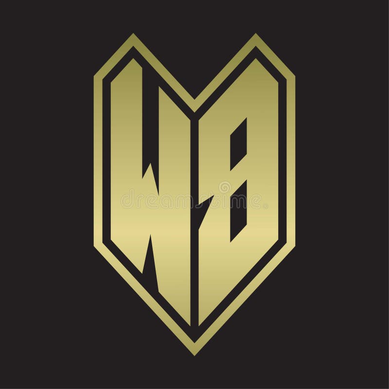 WB Logo Monogram with Emblem Line Style Isolated on Gold Colors Stock ...