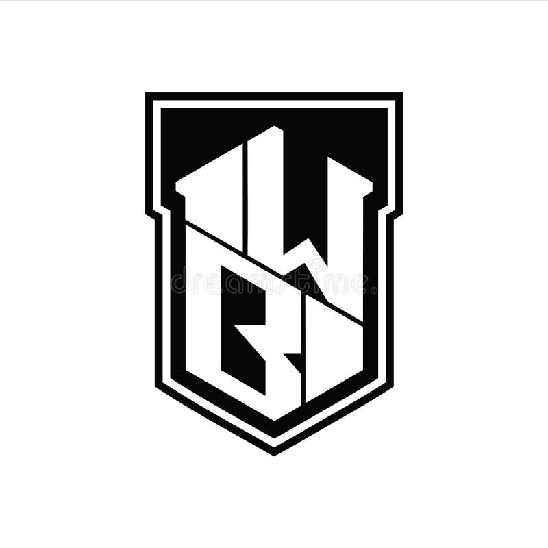 WB Logo Monogram Hexagon Geometric Up and Down Inside Shield Isolated ...