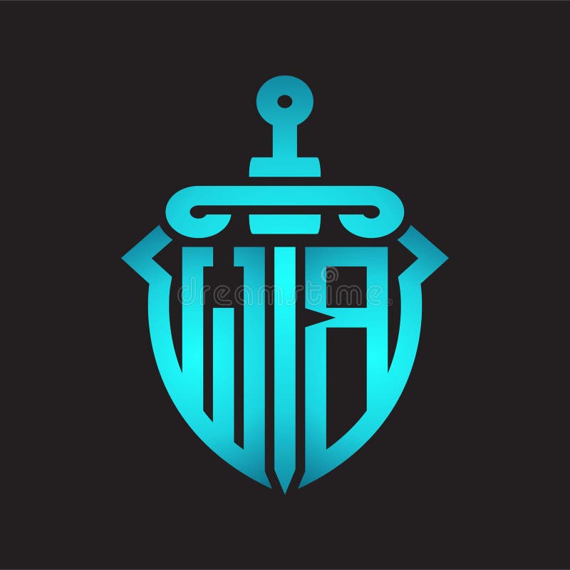 WB Logo Monogram with Sword and Shield Combination Isolated Blue Colors ...