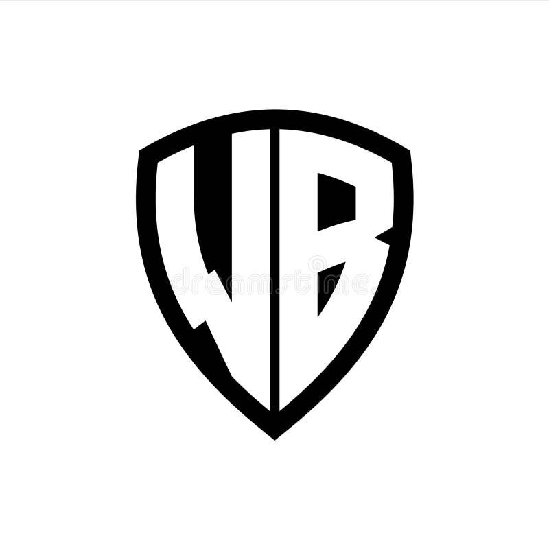 WB Monogram Logo with Bold Letters Shield Shape with Black and White ...