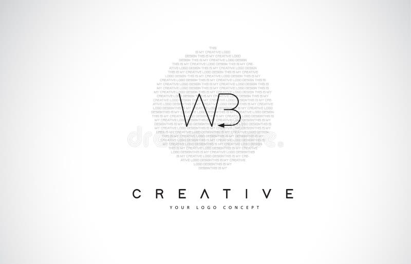 WB W B Logo Design with Black and White Creative Text Letter Vector ...