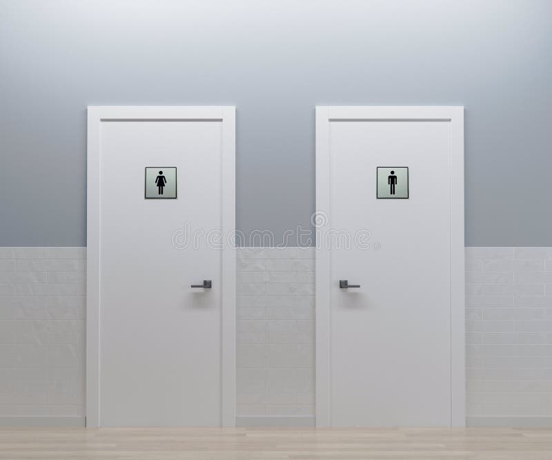 Wc Doors, Men and Women Toilet, 3d Render Stock Illustration ...