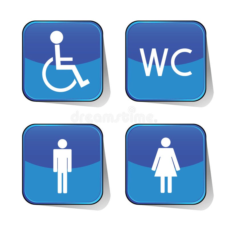 Wc Icon Blue Vector Illustration Stock Vector - Illustration of graphic ...