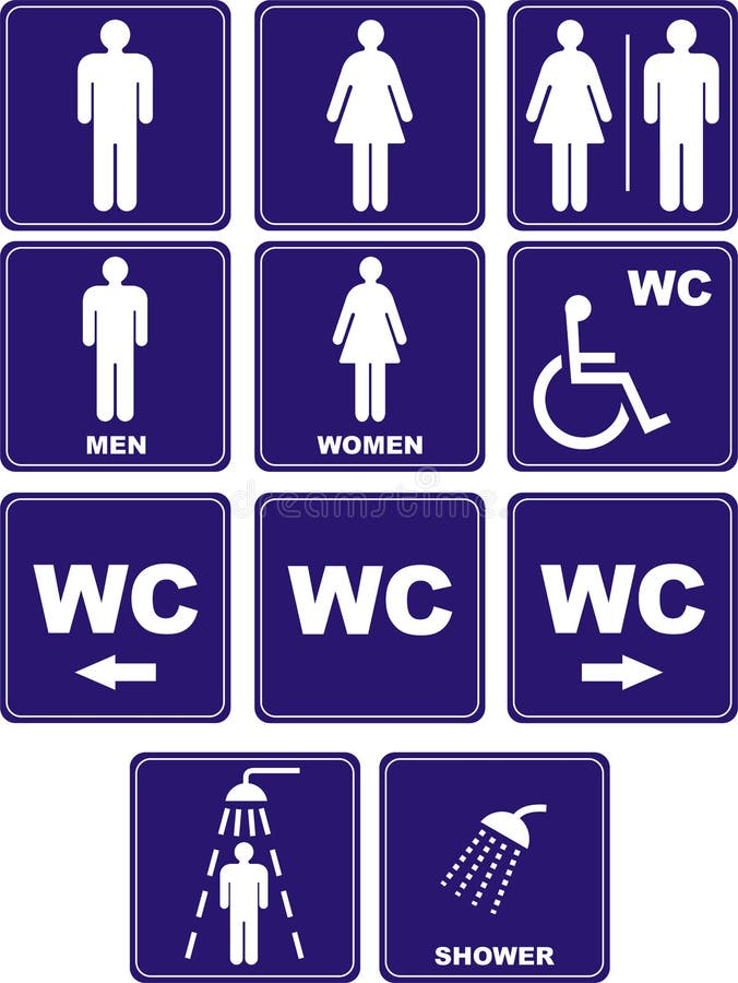 Wc icons stock vector. Illustration of blue, body, door - 3883626